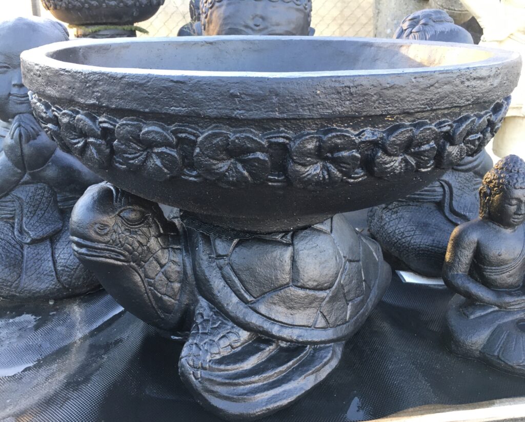 Turtle Bird Bath Black – Komodo Statues